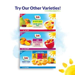 Dole Fruit Bowls No Sugar Added Variety Pack, Peaches, Mandarin Oranges & Cherry Mixed Fruit, Back To School, Gluten Free Snack, 4oz, 12 Cups