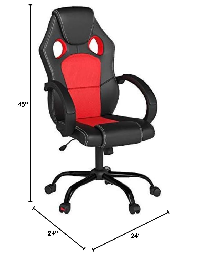 Office Chair PC Gaming Chair Cheap Desk Chair Ergonomic PU Leather Executive Computer Chair Lumbar Support for Women, Men (Black)