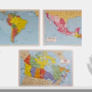 Painless Learning Educational Placemats South America Central America and Canada Maps Set Non Slip Washable