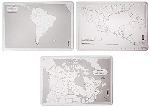 Painless Learning Educational Placemats South America Central America and Canada Maps Set Non Slip Washable