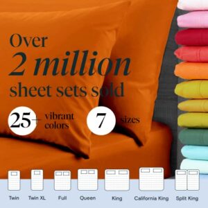 LuxClub 6 PC Queen Sheet Set, Bed Sheets Queen Size, Deep Pockets 18" Eco Friendly Wrinkle Free Cooling Sheets Machine Washable Hotel Bedding Silky Soft - Autumn Orange Queen