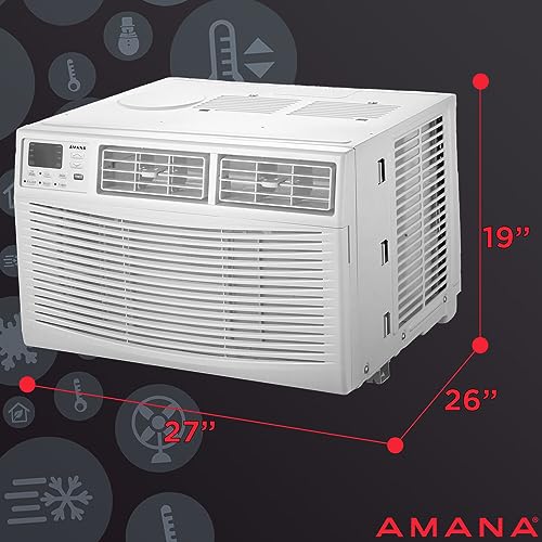 Amana 22,000 BTU 230V Digital Window-Mounted Air Conditioner and Dehumidifier with Remote Control for Large Rooms up to 1,400 Sq.Ft, AC Window Unit for Home, Living Room, Bedroom with Fan Only Mode