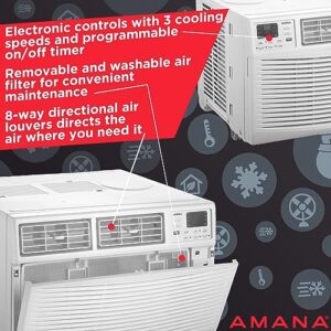 Amana 22,000 BTU 230V Digital Window-Mounted Air Conditioner and Dehumidifier with Remote Control for Large Rooms up to 1,400 Sq.Ft, AC Window Unit for Home, Living Room, Bedroom with Fan Only Mode