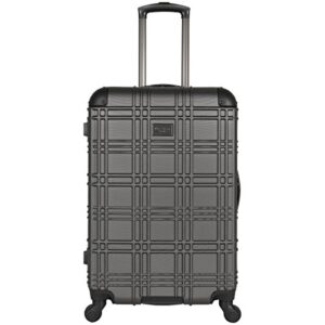 ben sherman nottingham lightweight hardside 4-wheel spinner travel luggage, charcoal, 24-inch checked