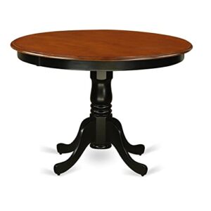 east west furniture hlt-bch-tp hartland kitchen dining table - a round wooden table top with pedestal base, 42x42 inch, black & cherry