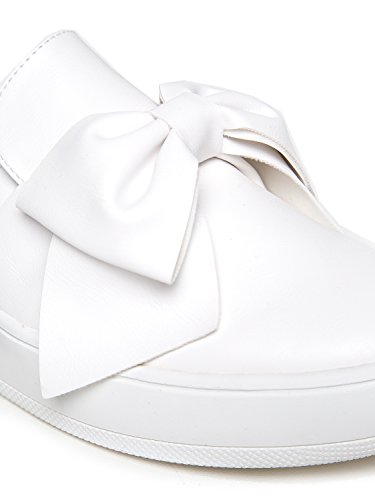 J. Adams Wally Platform Sneakers for Women - Comfortable Slip On Shoes with Bow - White Vegan Nubuck - 11