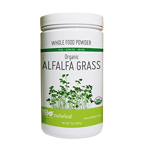 Nubeleaf Alfalfa Grass Powder - Non-GMO, Gluten-Free, Raw, Organic, Vegan Source of Essential Vitamins & Minerals - Single-Ingredient Nutrient Rich Superfood for Cooking, Baking, Smoothies (10oz)