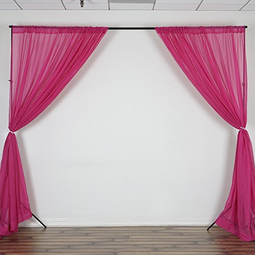 BalsaCircle 10 feet x 10 feet Fuchsia Sheer Voile Backdrop Drapes Curtains 2 Panels 5x10 ft - Wedding Ceremony Home Decorations