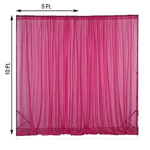 BalsaCircle 10 feet x 10 feet Fuchsia Sheer Voile Backdrop Drapes Curtains 2 Panels 5x10 ft - Wedding Ceremony Home Decorations