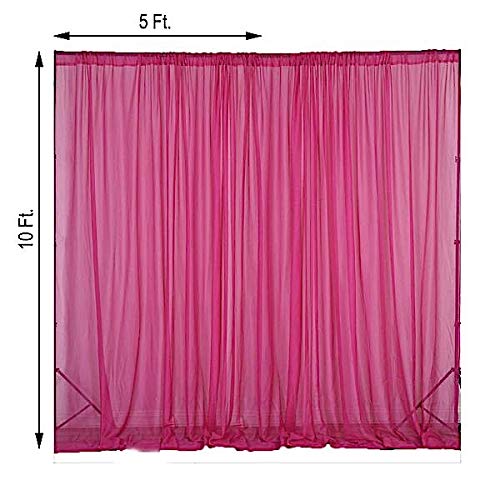 BalsaCircle 10 feet x 10 feet Fuchsia Sheer Voile Backdrop Drapes Curtains 2 Panels 5x10 ft - Wedding Ceremony Home Decorations