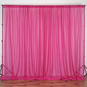 BalsaCircle 10 feet x 10 feet Fuchsia Sheer Voile Backdrop Drapes Curtains 2 Panels 5x10 ft - Wedding Ceremony Home Decorations