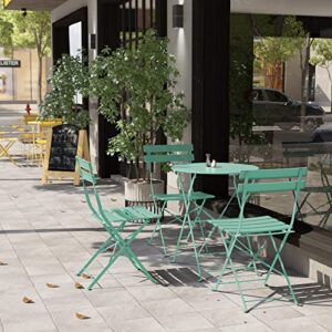 Grand patio 3-Piece Bistro Set Folding Outdoor Furniture Sets with Premium Steel Frame Portable Design for Bistro & Balcony, Mint Green