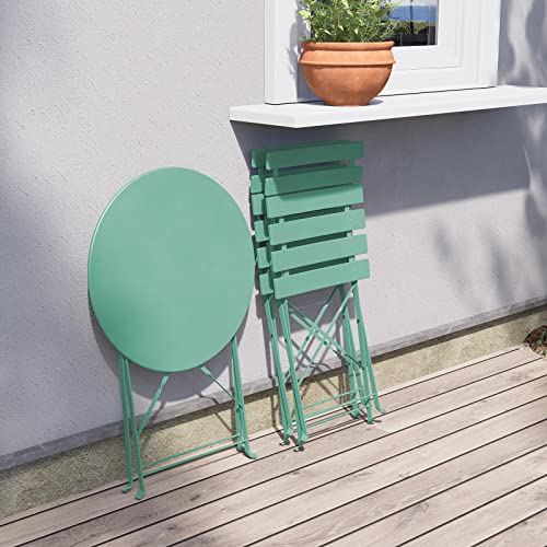 Grand patio 3-Piece Bistro Set Folding Outdoor Furniture Sets with Premium Steel Frame Portable Design for Bistro & Balcony, Mint Green