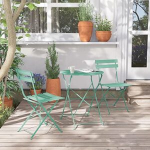 Grand patio 3-Piece Bistro Set Folding Outdoor Furniture Sets with Premium Steel Frame Portable Design for Bistro & Balcony, Mint Green