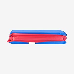 kindermat, 1" thick kindermat, 4-section rest mat, 45" x 19" x 1", red/blue, great for school, daycare, travel, and home, 100% made in usa