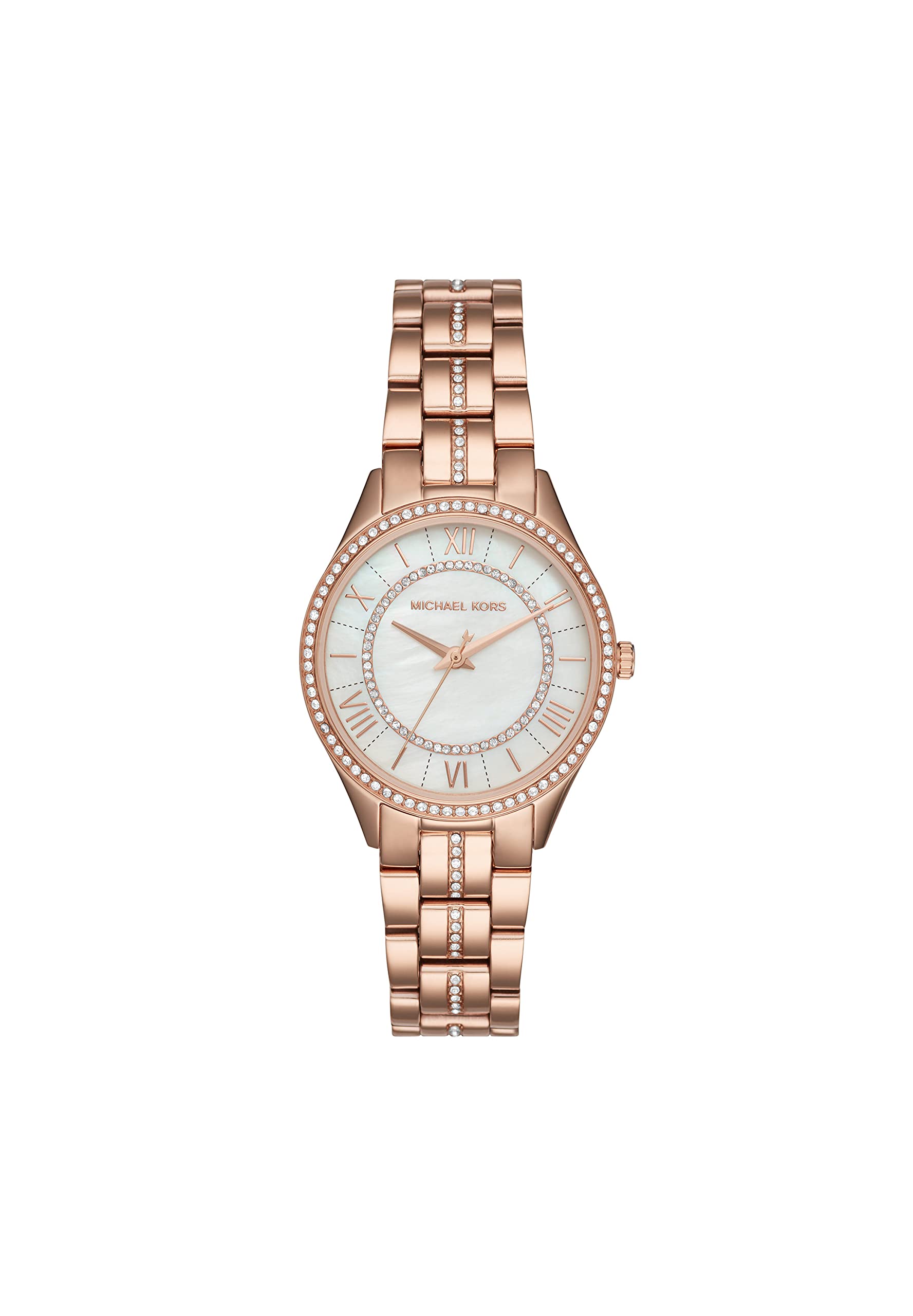 Michael Kors Women's Lauryn Stainless Steel Quartz Watch with Stainless-Steel Strap, Rose Gold, 7 (Model: MK3716)