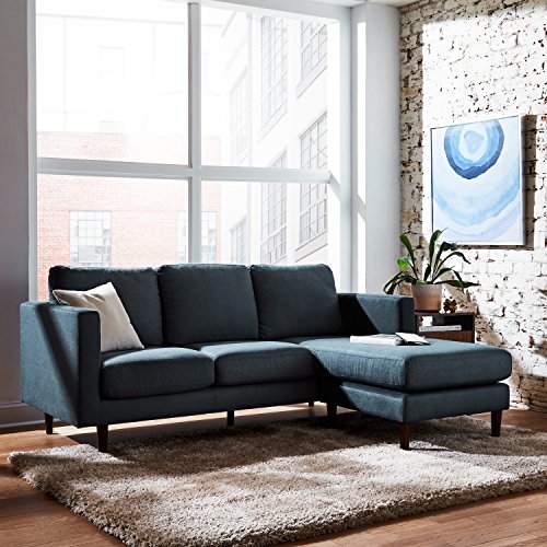 Amazon Brand – Rivet Revolve Modern Upholstered Sofa with Reversible Sectional Chaise, 80"W, Denim Blue