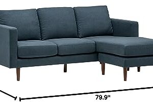 Amazon Brand – Rivet Revolve Modern Upholstered Sofa with Reversible Sectional Chaise, 80"W, Denim Blue