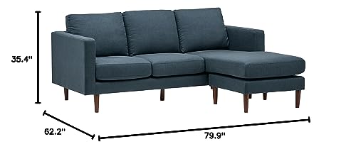 Amazon Brand – Rivet Revolve Modern Upholstered Sofa with Reversible Sectional Chaise, 80"W, Denim Blue