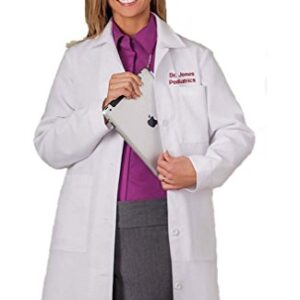 White Swan Embroidered Meta Labwear Women's Pleated-Back 37" Lab Coat (Style 1964) (4)