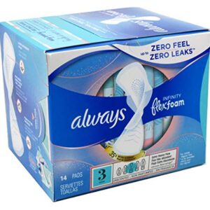 Always Pads Size 3 Infinity with Flex Foam (14 Count) Extra Heavy Flow (Pack of 2)