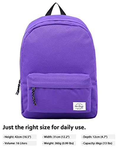 HotStyle SIMPLAY Classic School Backpack Bookbag, Purple