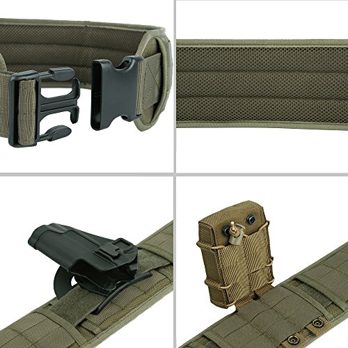 EXCELLENT ELITE SPANKER Military Waist Belt Multi-Purpose Molle Padded Patrol Belt Outdoor Sports Equipment (Ranger Green, M)