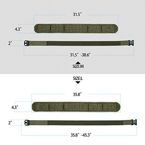 EXCELLENT ELITE SPANKER Military Waist Belt Multi-Purpose Molle Padded Patrol Belt Outdoor Sports Equipment (Ranger Green, M)