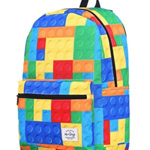 HotStyle TRENDYMAX School Backpack for Boys, Durable Elementary Bookbag Cute for Kids, Colorful Blocks