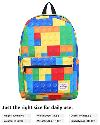 HotStyle TRENDYMAX School Backpack for Boys, Durable Elementary Bookbag Cute for Kids, Colorful Blocks