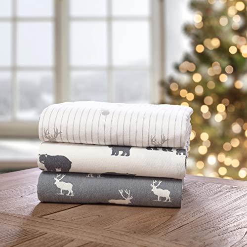 Eddie Bauer - Queen Sheets, Cotton Flannel Bedding Set, Brushed For Extra Softness, Cozy Home Decor (Deer Lodge, Queen)