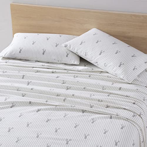 Eddie Bauer - Queen Sheets, Cotton Flannel Bedding Set, Brushed For Extra Softness, Cozy Home Decor (Deer Lodge, Queen)