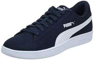 puma mens smash v2 sneaker, peacoat/white, 10.5 us