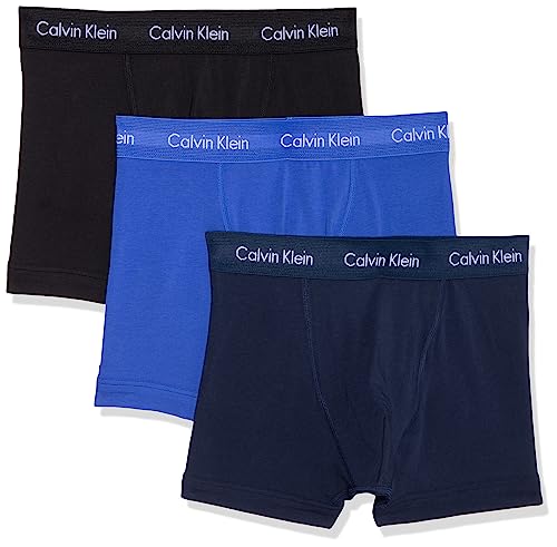 Calvin Klein Men's Cotton Stretch Multipack Boxer Briefs, Cobalt Water/Black/Navy, Large