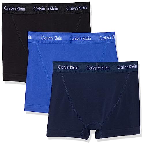 Calvin Klein Men's Cotton Stretch Multipack Boxer Briefs, Cobalt Water/Black/Navy, Large