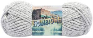 lion brand yarn hometown yarn, bulky yarn, yarn for knitting and crocheting, 1-pack, springfield silver