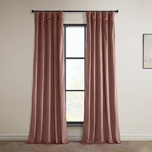 HPD Half Price Drapes Heritage Plush Velvet Curtains 96 Inches Long Room Darkening Curtains for Bedroom & Living Room 50W x 96L, (1 Panel), Wild Rose