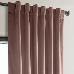 HPD Half Price Drapes Heritage Plush Velvet Curtains 96 Inches Long Room Darkening Curtains for Bedroom & Living Room 50W x 96L, (1 Panel), Wild Rose