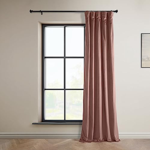 HPD Half Price Drapes Heritage Plush Velvet Curtains 96 Inches Long Room Darkening Curtains for Bedroom & Living Room 50W x 96L, (1 Panel), Wild Rose