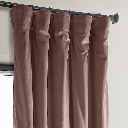 HPD Half Price Drapes Heritage Plush Velvet Curtains 96 Inches Long Room Darkening Curtains for Bedroom & Living Room 50W x 96L, (1 Panel), Wild Rose