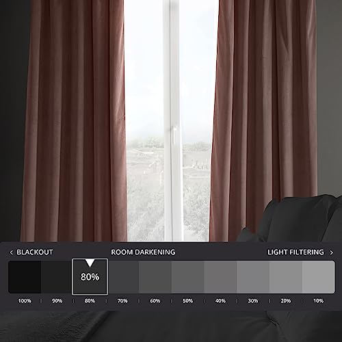 HPD Half Price Drapes Heritage Plush Velvet Curtains 96 Inches Long Room Darkening Curtains for Bedroom & Living Room 50W x 96L, (1 Panel), Wild Rose