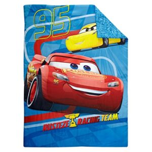 Disney Cars Rusteze Racing Team 4 Piece Toddler Bedding Set, Blue/Red/Yellow/White