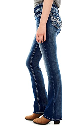 WallFlower Women's Luscious Curvy Bootcut Mid-Rise Insta Stretch Juniors Jeans (Standard and Plus), Jenna, 9