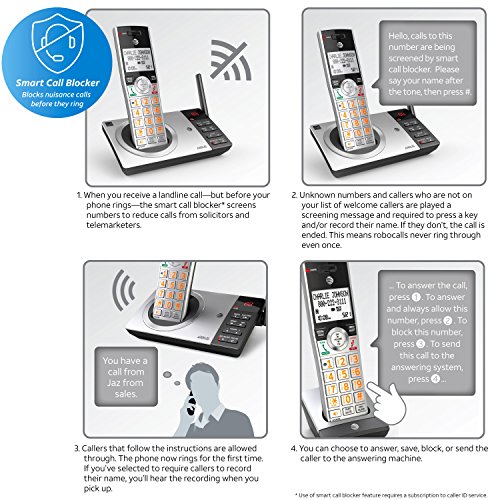 AT&T CL82207 DECT 6.0 2-Handset Cordless Phone for Home with Answering Machine, Call Blocking, Caller ID Announcer, Intercom and Unsurpassed Range, Silver