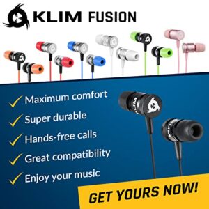 KLIM Fusion Earbuds with Microphone + Long-Lasting Wired Ear Buds + 5 Years Warranty - Innovative: in-Ear with Memory Foam + Earphones with Mic and 3.5 mm Jack - New 2023 Version - Black