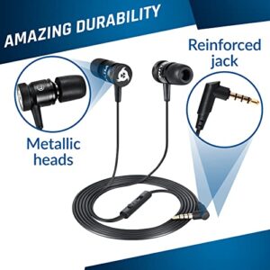 KLIM Fusion Earbuds with Microphone + Long-Lasting Wired Ear Buds + 5 Years Warranty - Innovative: in-Ear with Memory Foam + Earphones with Mic and 3.5 mm Jack - New 2023 Version - Black