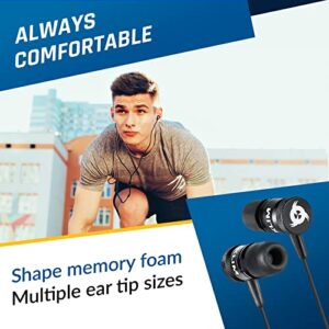 KLIM Fusion Earbuds with Microphone + Long-Lasting Wired Ear Buds + 5 Years Warranty - Innovative: in-Ear with Memory Foam + Earphones with Mic and 3.5 mm Jack - New 2023 Version - Black