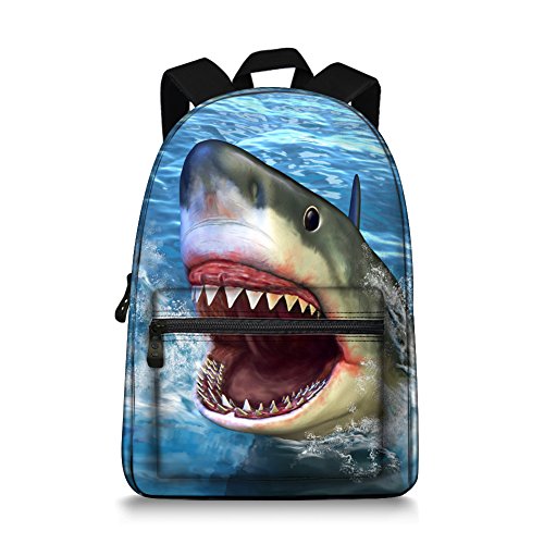 JeremySport Boys Backpack - 3D Animal Face Shark Backpack for School