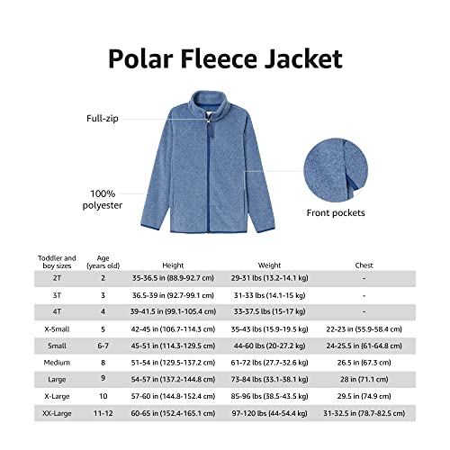 Amazon Essentials Boys' Polar Fleece Full-Zip Mock Jacket, Blue, X-Small