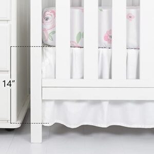 TILLYOU Crib Bed Skirt Dust Ruffle Off White, 100% Natural Cotton, Nursery Crib Bedding Accessory Toddler Bedskirt for Baby Boys Girls, 14" Drop, Off White